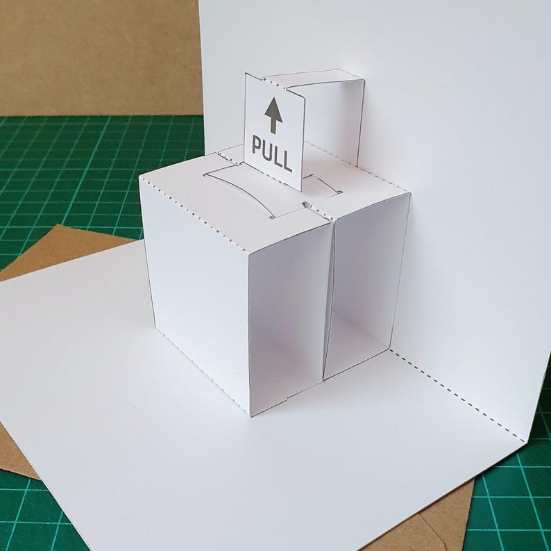 Doos met geheim compartiment afdrukbare pop-upkaart - DIY-sjabloon als ...