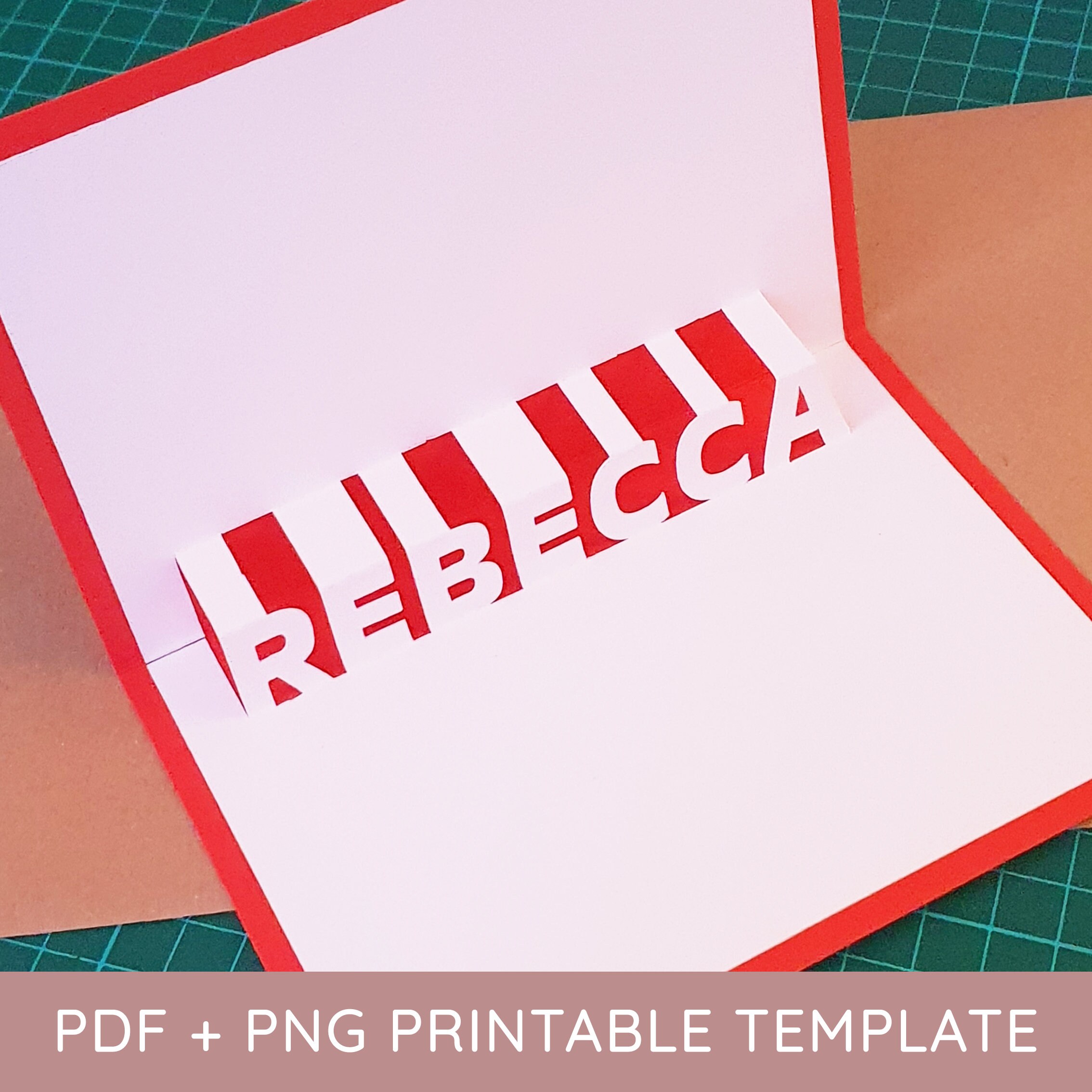 Rebecca Name Printable Pop-up Card Design DIY Kirigami Template as ...