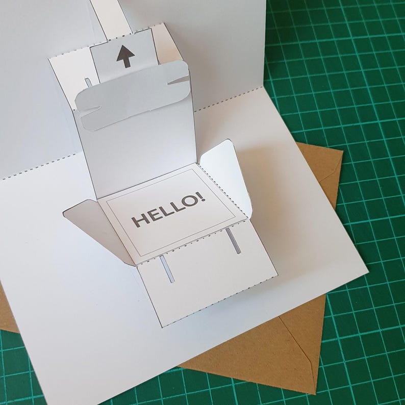 Doos met geheim compartiment afdrukbare pop-upkaart - DIY-sjabloon als ...