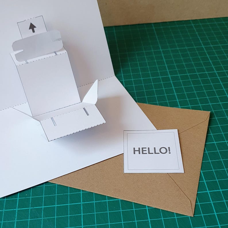 Doos met geheim compartiment afdrukbare pop-upkaart - DIY-sjabloon als ...