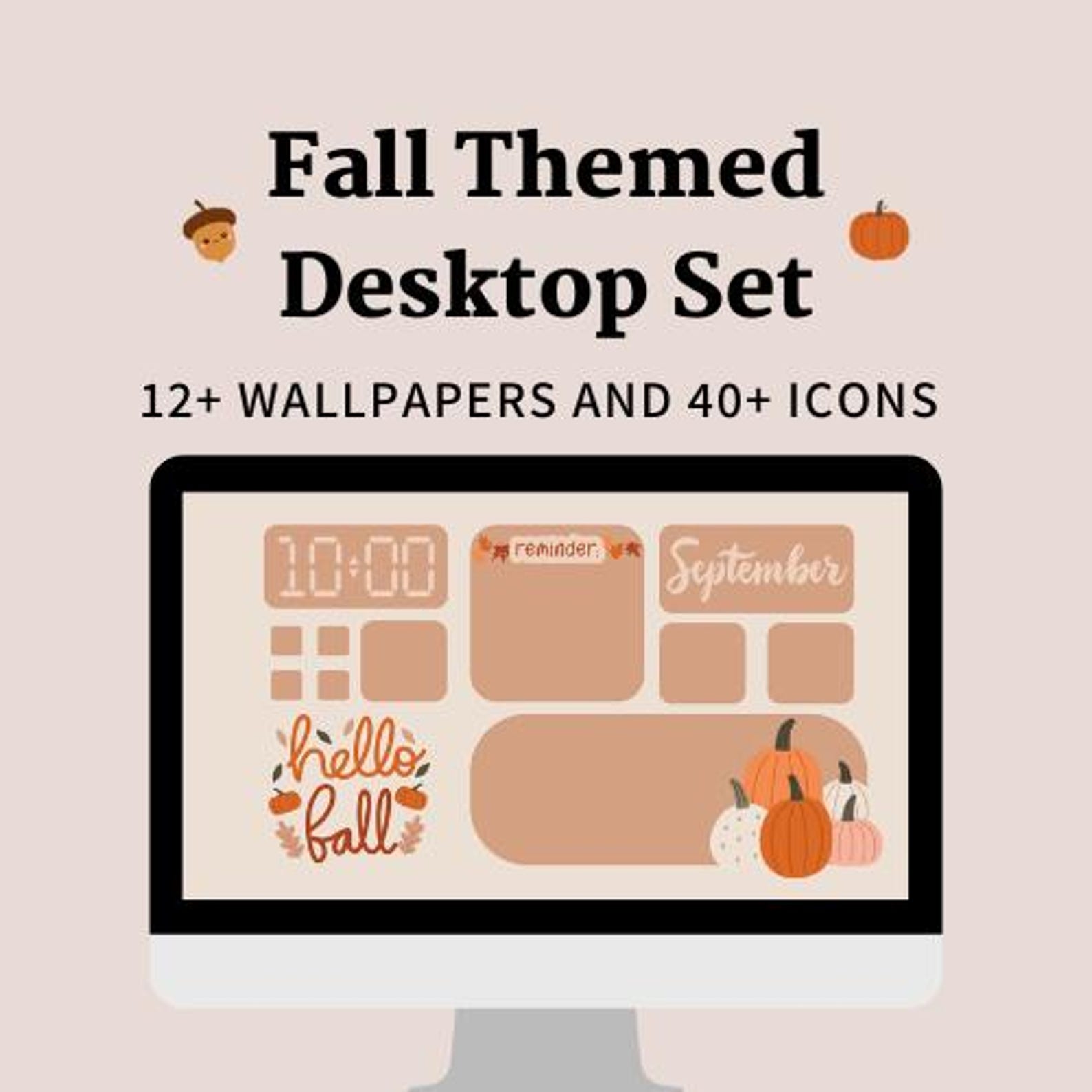 Customizable Desktop Organizing Wallpaper and Icon Set | Fall Theme ...