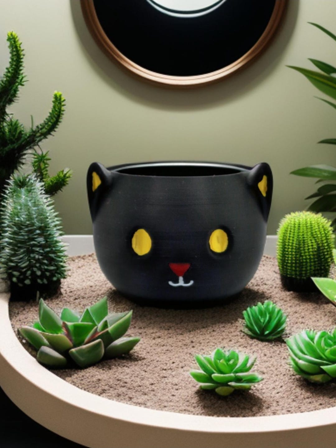 Cat Plant Pot - Black Cat Pot - Succulent Planter - Homemade Cat Gift ...