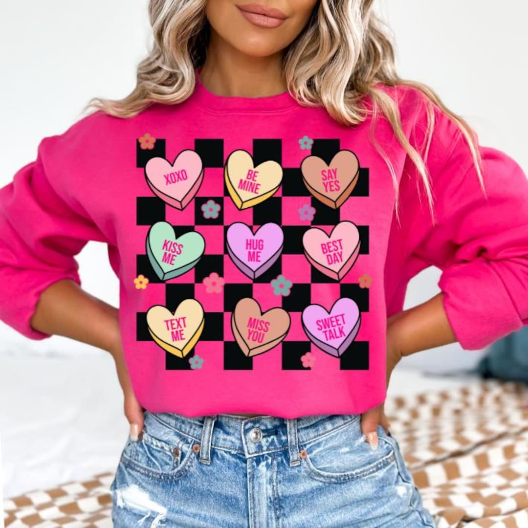 Conversation Heart, Checkered, Retro Valentines Day, Custom DTF ...
