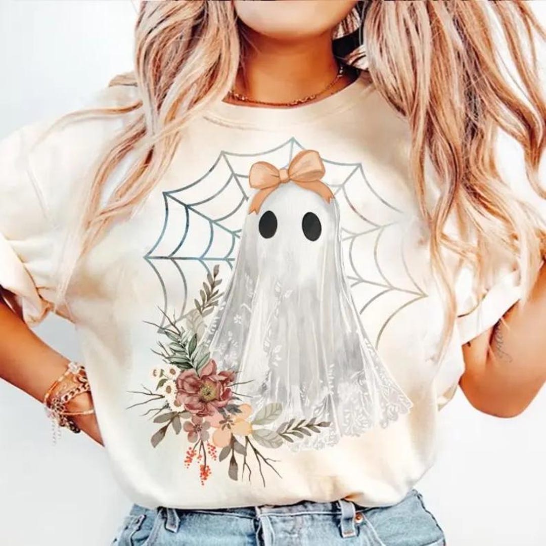 Halloween Lace Ghost, Trendy Fall Design, Custom DTF, Ready for Press ...