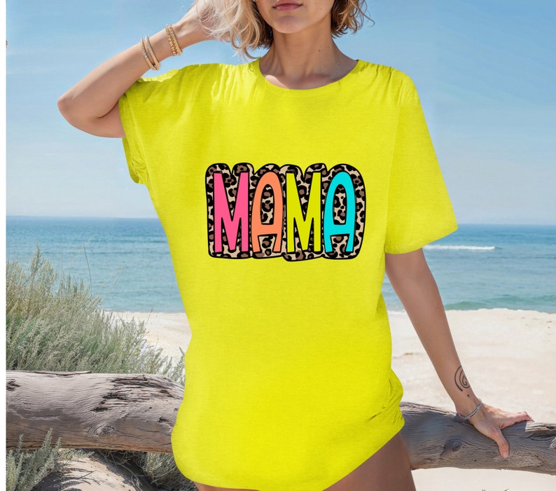 MAMA, Bright Doodle, Leopard Print, Custom DTF, Ready for Press Heat ...