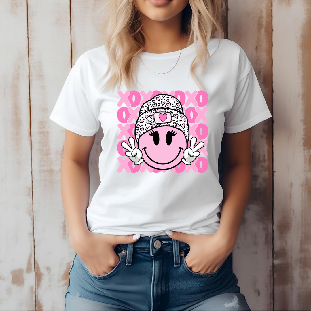 XOXO, Smiley Face, Love, Glitter Inspired, Retro Valentines Day, Custom ...