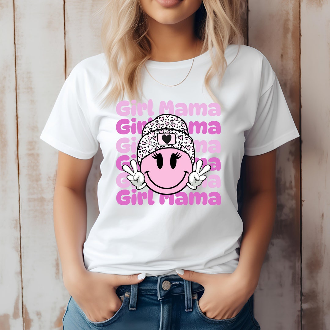 Girl Mama, Smiley Face, Peace Sign, Custom DTF, Ready for Press Heat ...