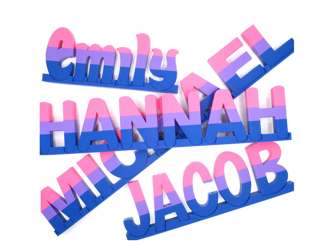 Personalized Name Bi Flag Gift Door Topper Wall Shelf Interior Decor ...