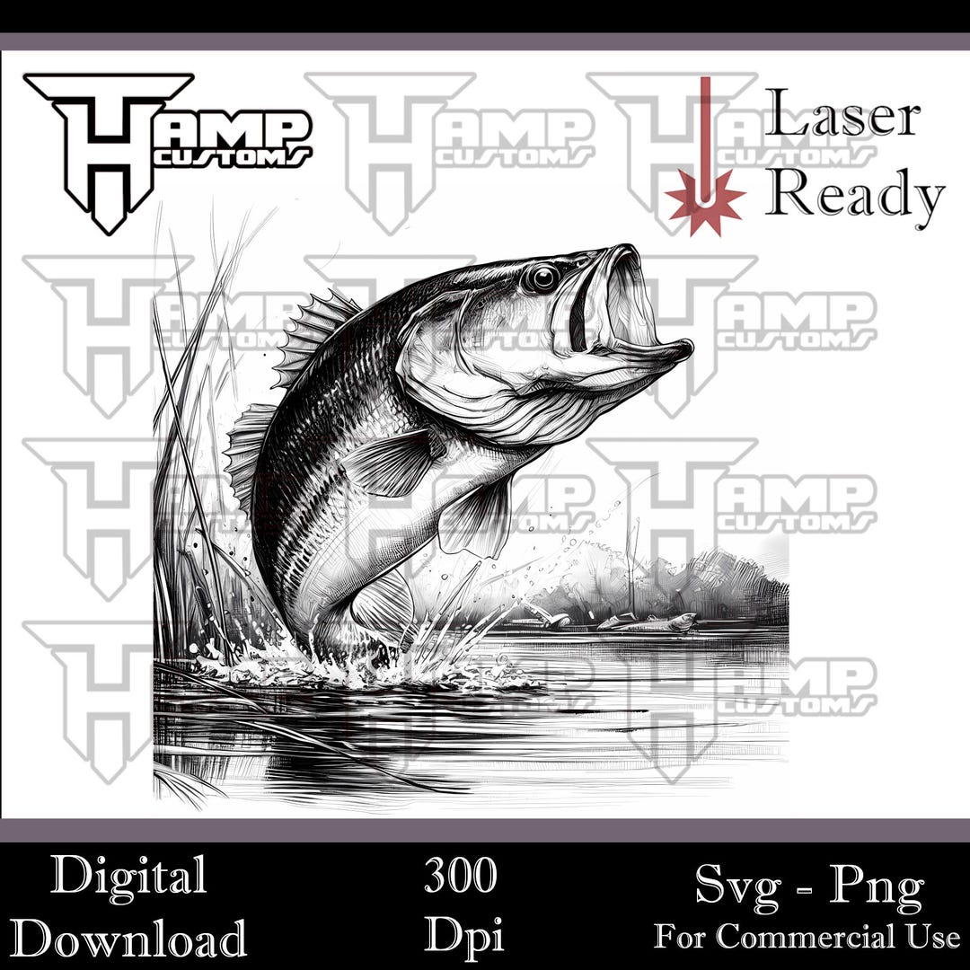 Bass Fish SVG, Laser Engrave File (digital Download) - Etsy