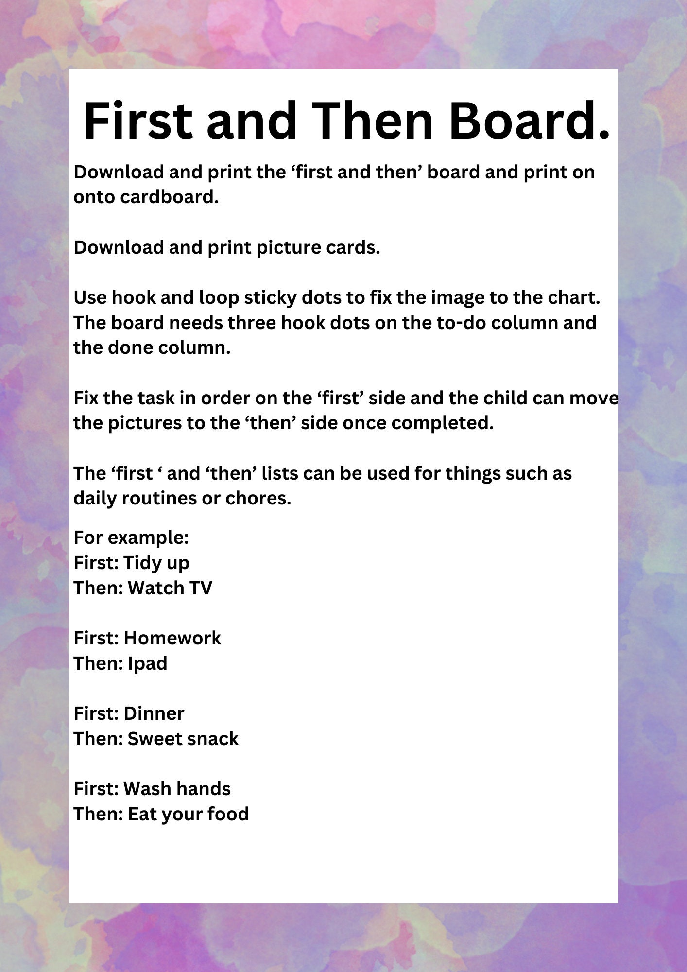 Daily Routine Flashcards With Chart and Guidance - Etsy