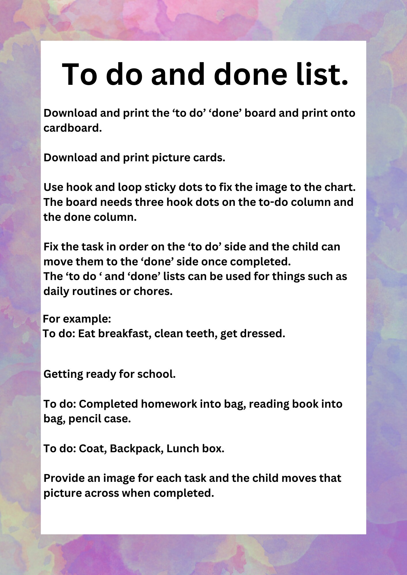 Daily Routine Flashcards With Chart and Guidance - Etsy