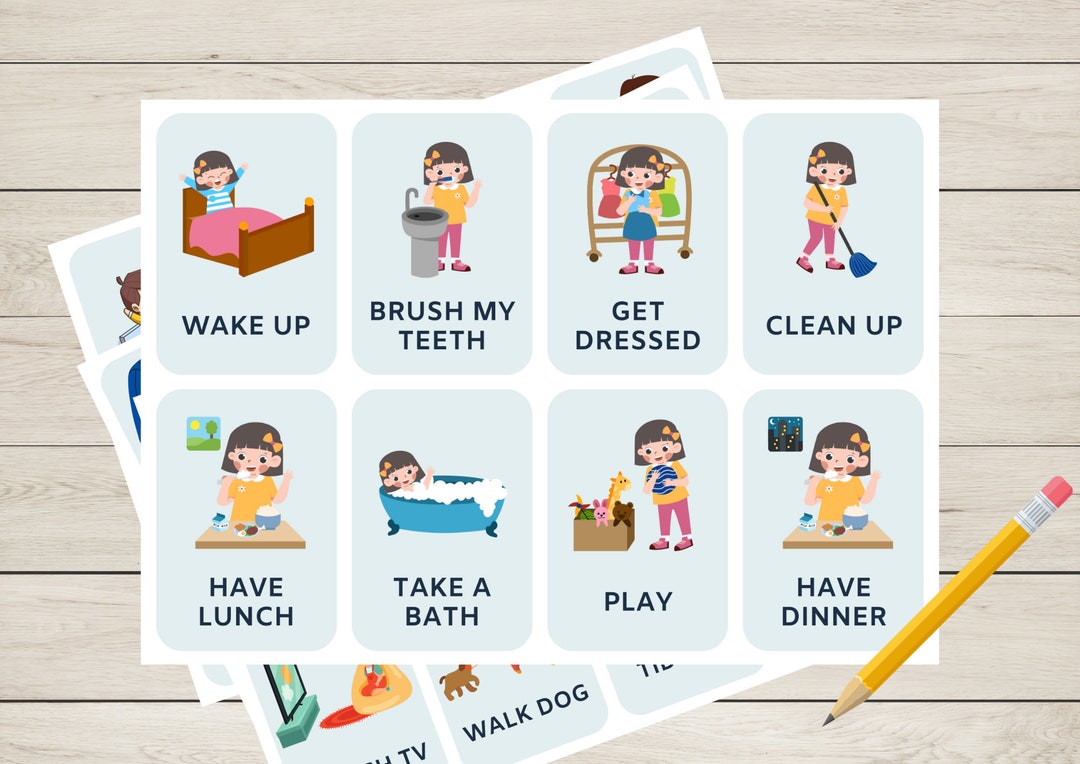 Daily Routine Flashcards With Chart and Guidance - Etsy