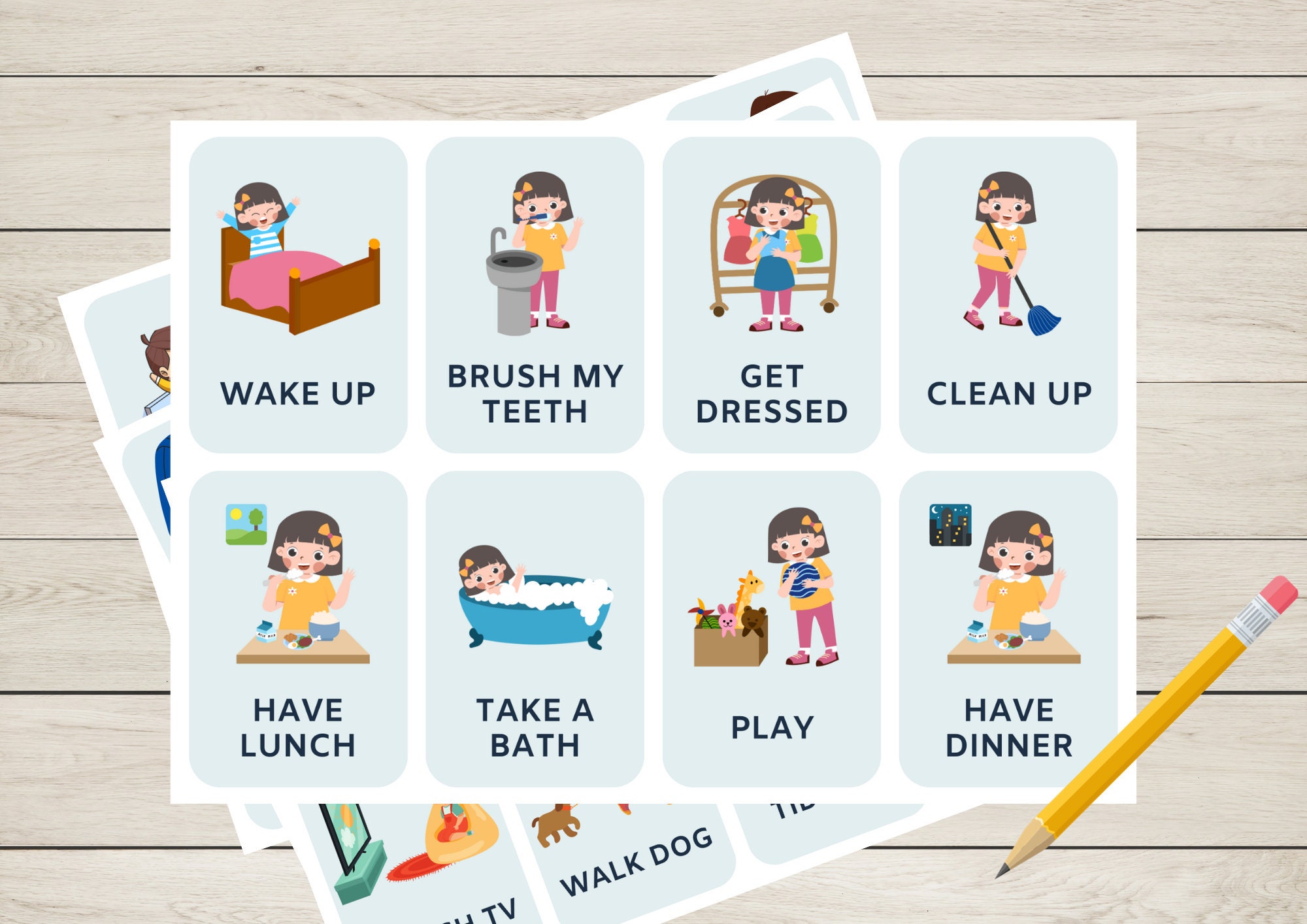 Daily Routine Flashcards With Chart and Guidance - Etsy