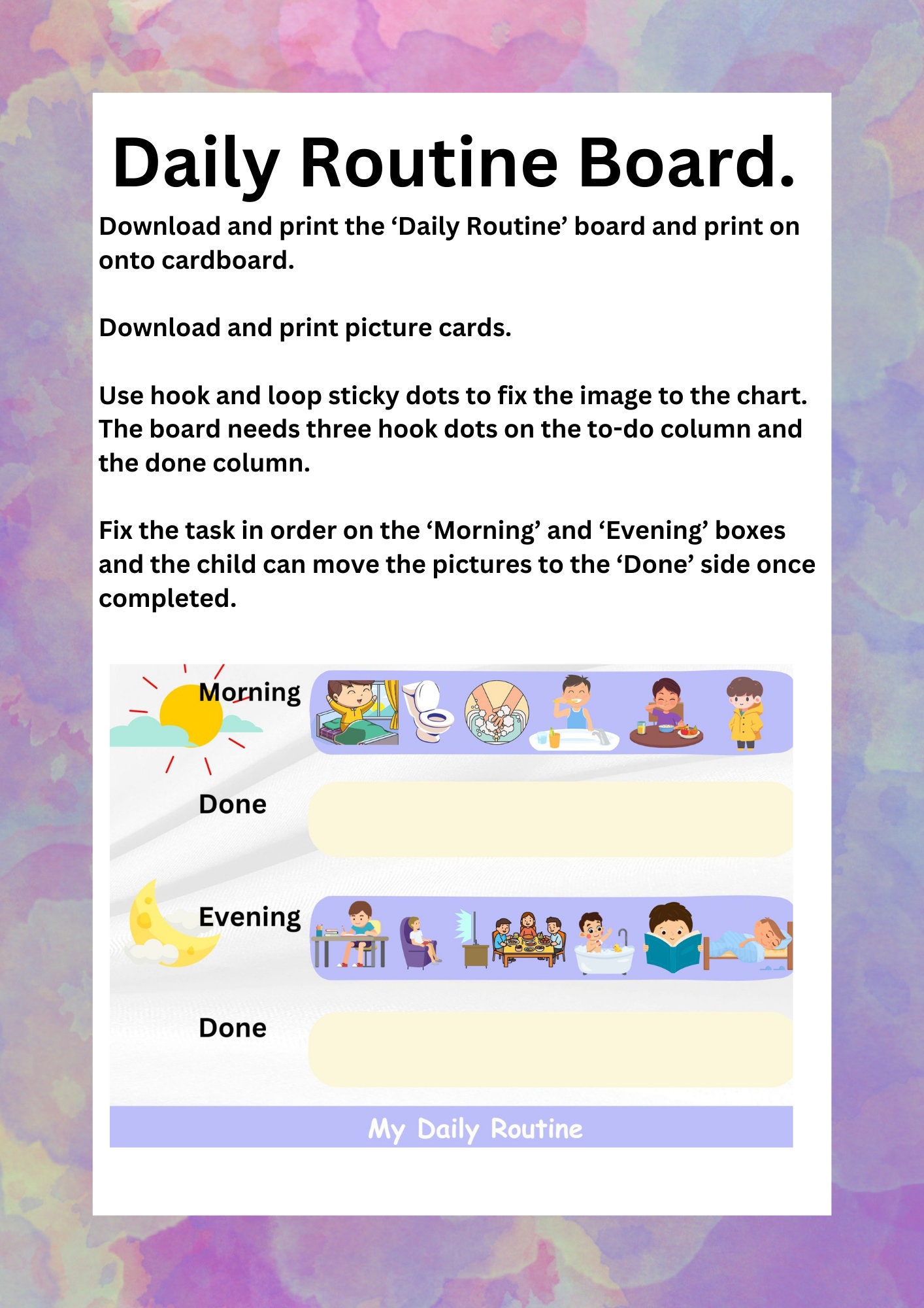 Daily Routine Flashcards With Chart and Guidance - Etsy