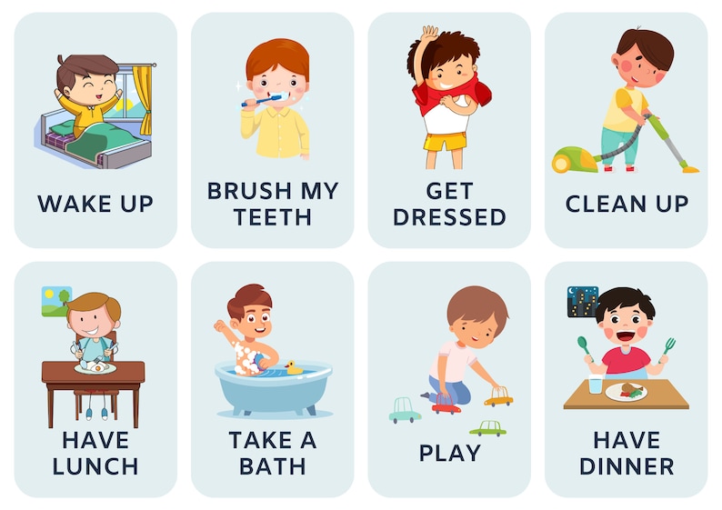 Daily Routine Flashcards With Chart and Guidance - Etsy