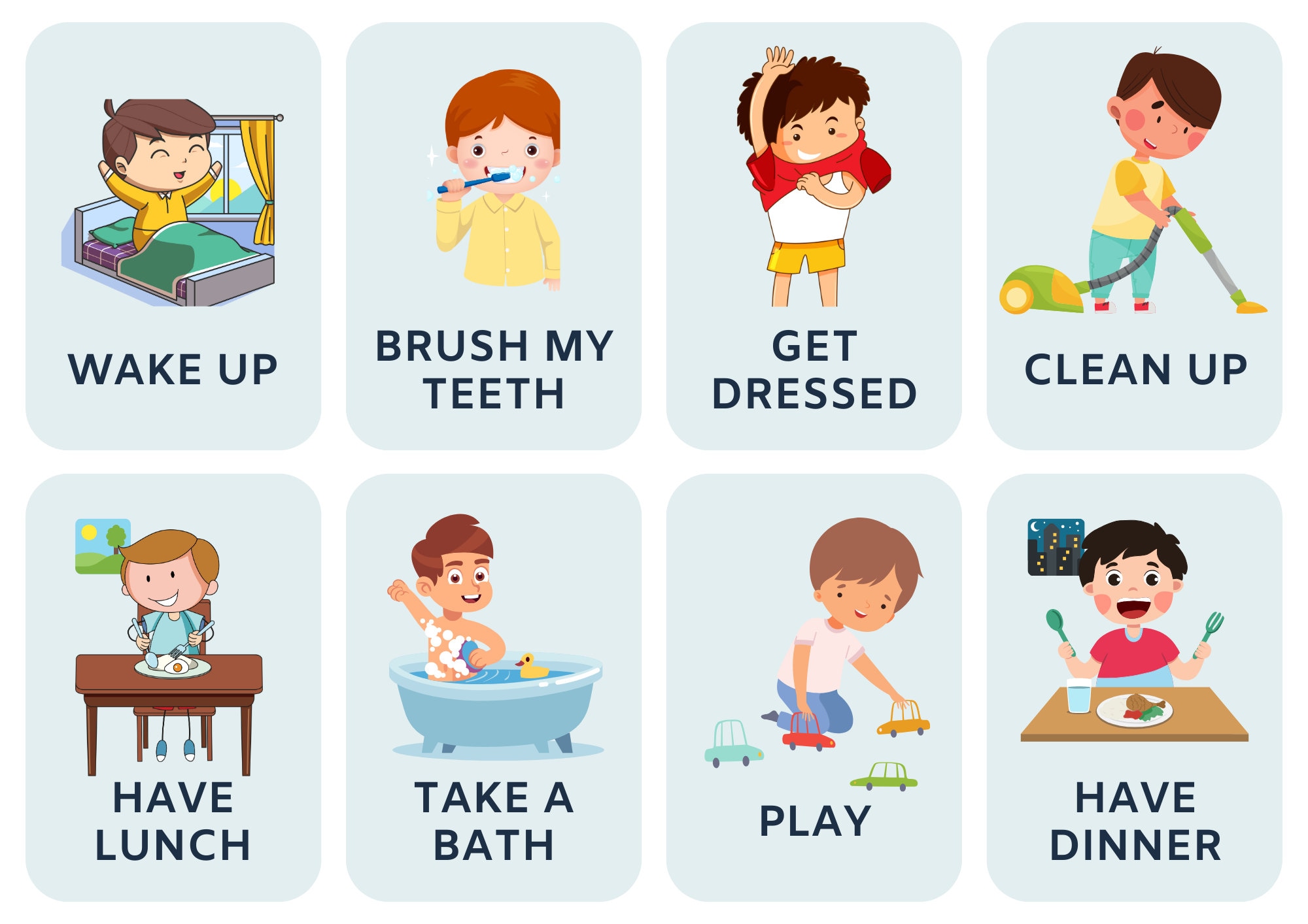 Daily Routine Flashcards With Chart and Guidance - Etsy