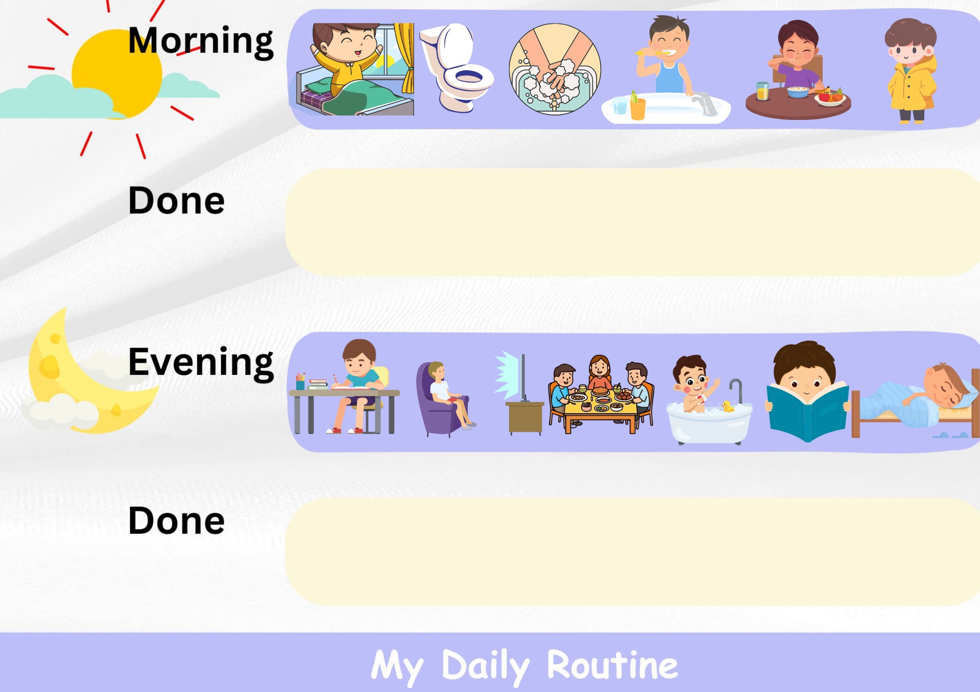 Daily Routine Flashcards With Chart and Guidance - Etsy