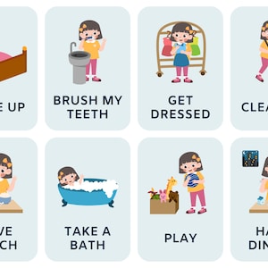 Daily Routine Flashcards With Chart and Guidance - Etsy