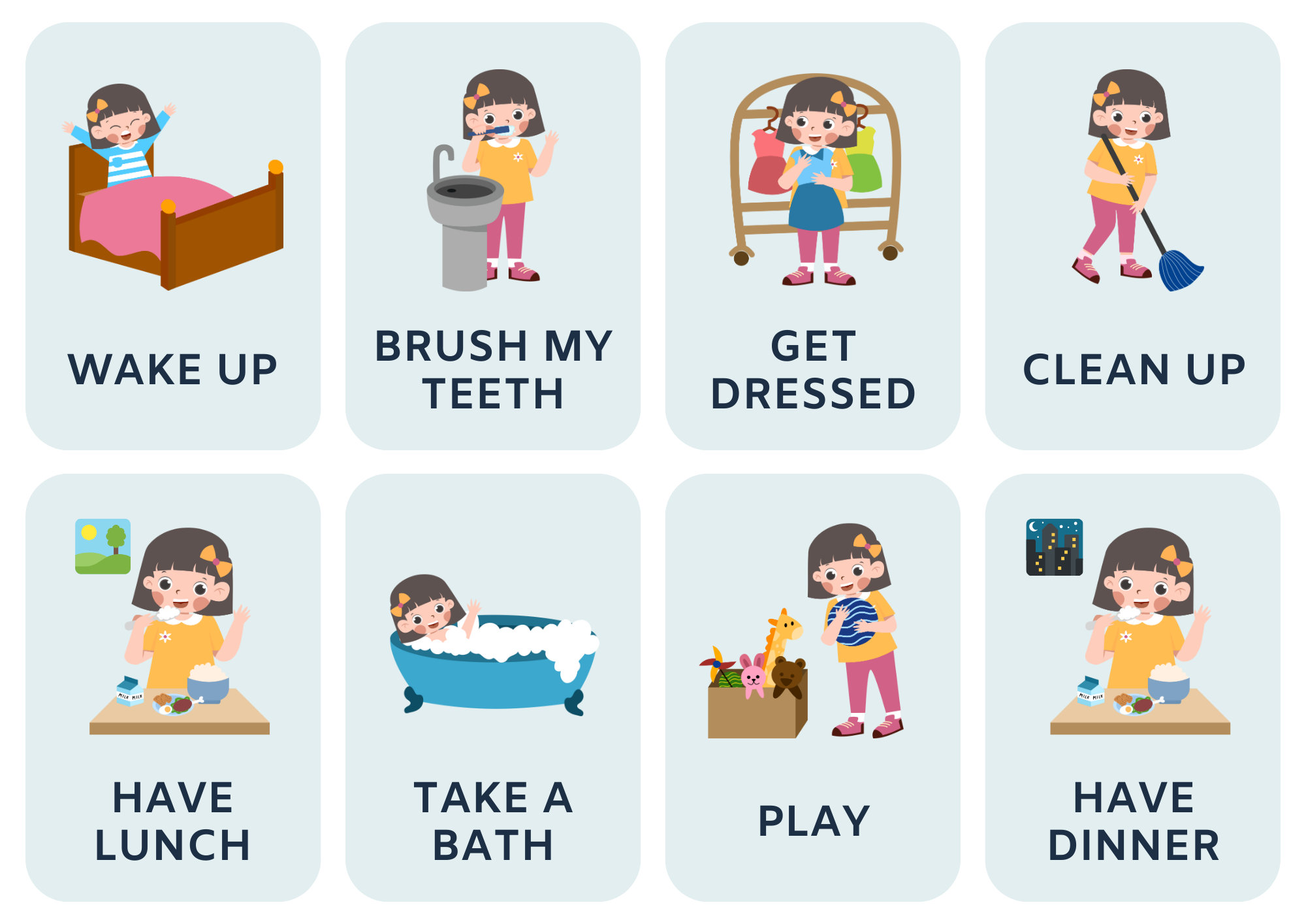 Daily Routine Flashcards With Chart and Guidance - Etsy