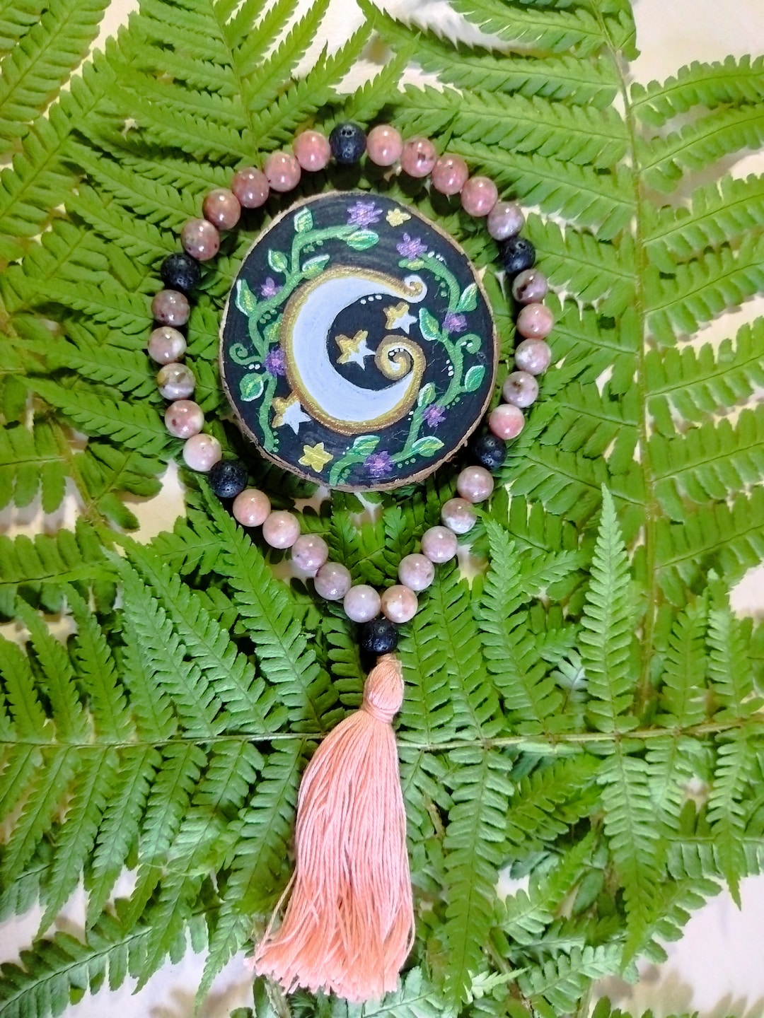 Medieval Rosary Made of Jasper Cherry Blossom and Lava Stone - Etsy
