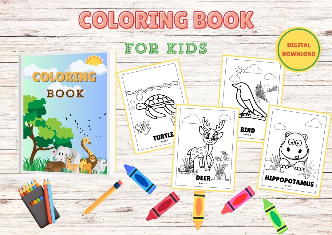 Kids Animal Coloring Book Activity Pages, Preschool Learning Stuff ...
