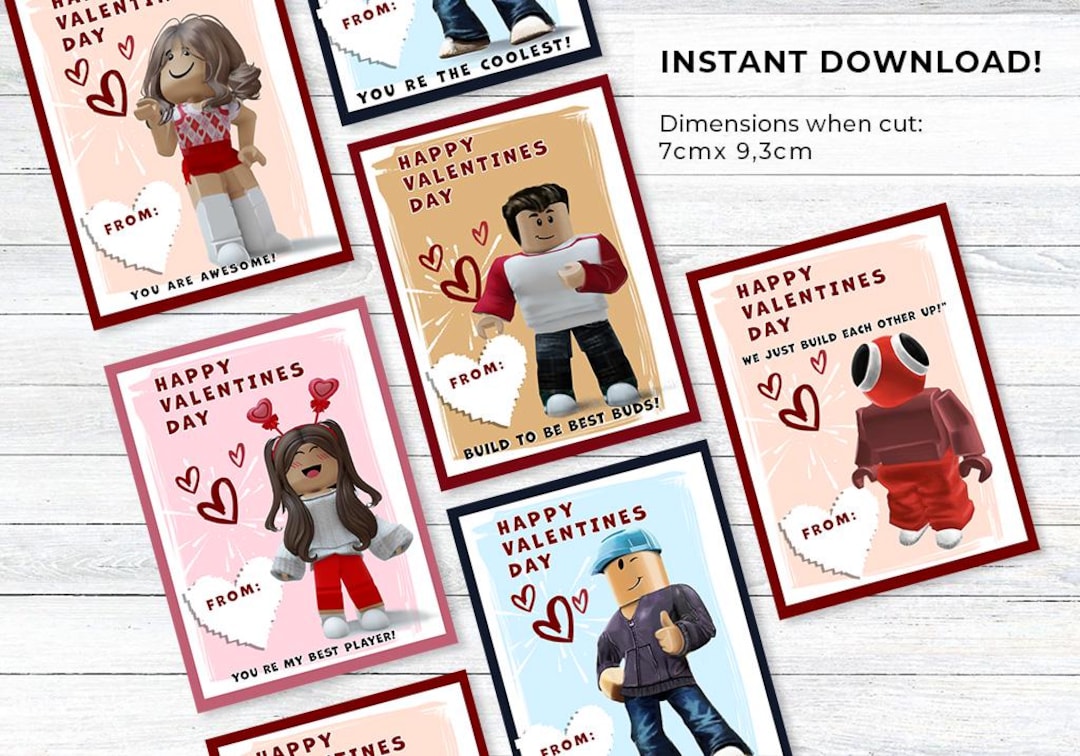 Valentines Roblox Themed Cards for School- Download and Self Print - Etsy
