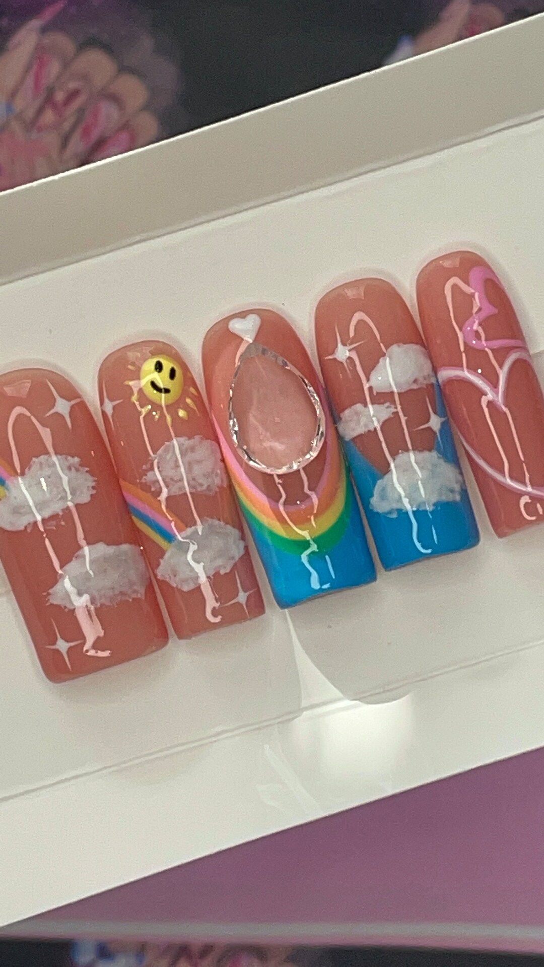 Dreamy Spring Bling Nails| Colorful Spring Nails| French Tip Nails ...