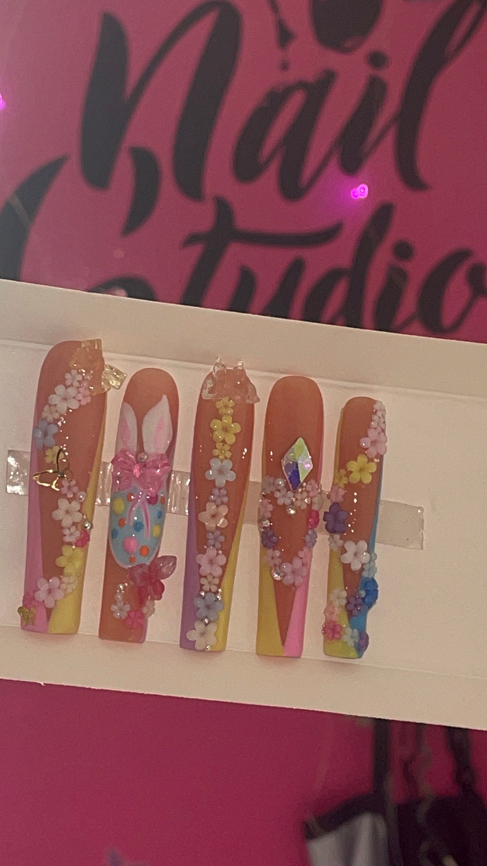 Cute Easter/spring V- French Tip Nails| Hand-drawn Easter Nail Art ...