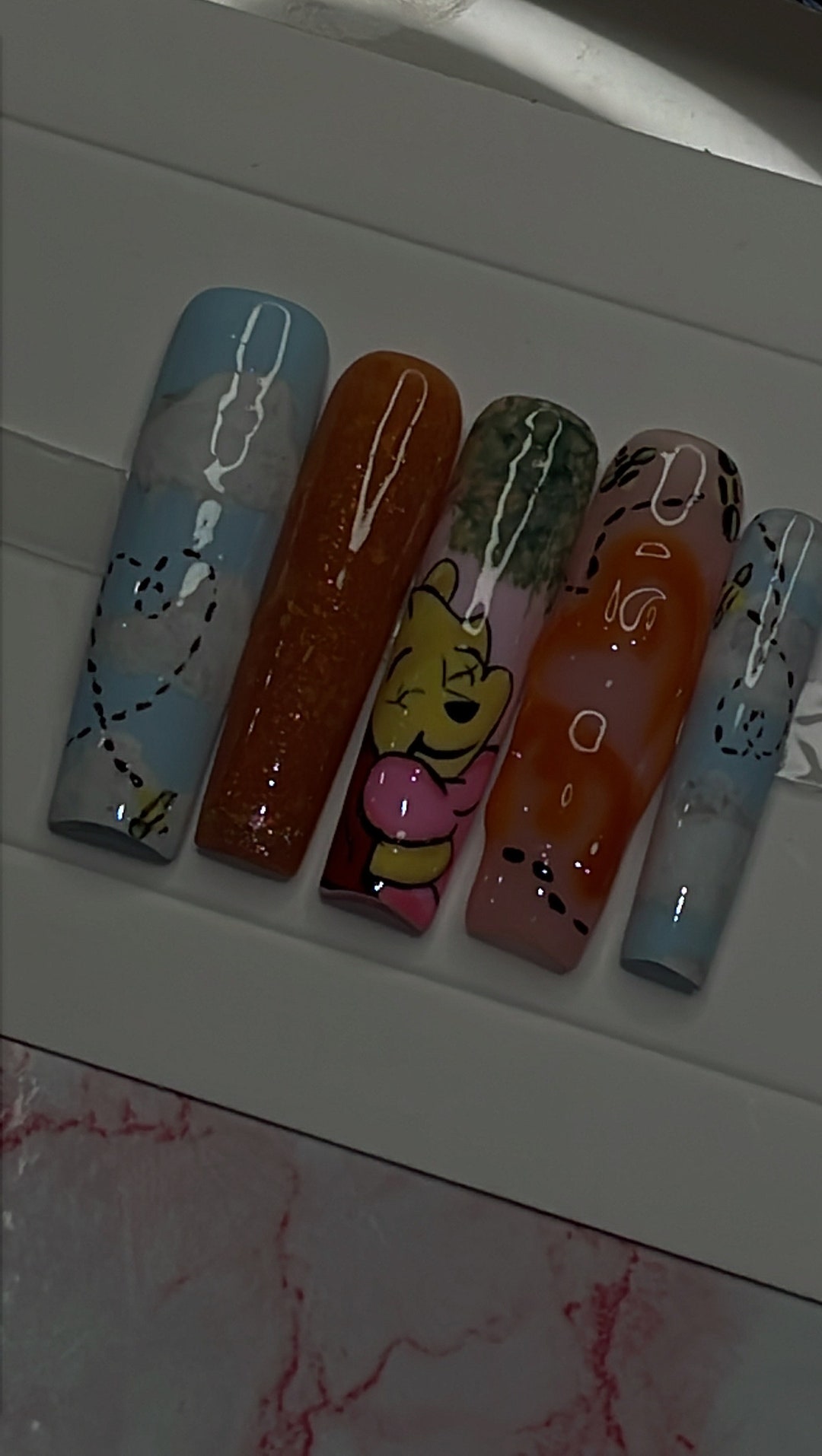 Winnie the Pooh Spring Nails| Character Nails| 3d Nail Art| | Hand ...