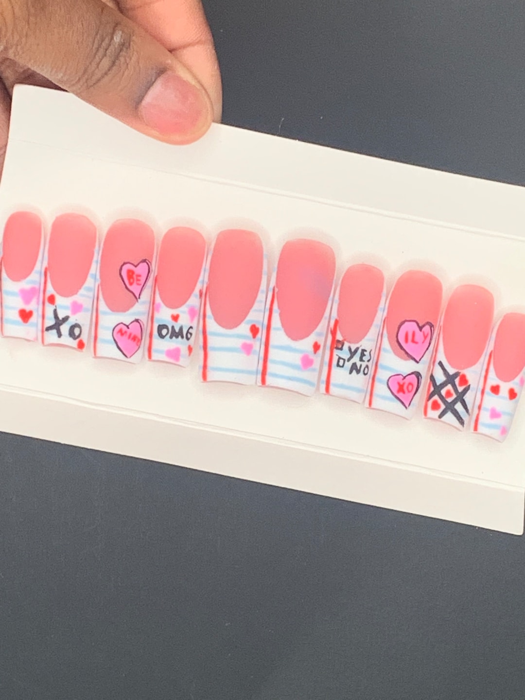 Valentine’s Day Nails | Notebook Nails| French Tip Nails| Luxury Press ...