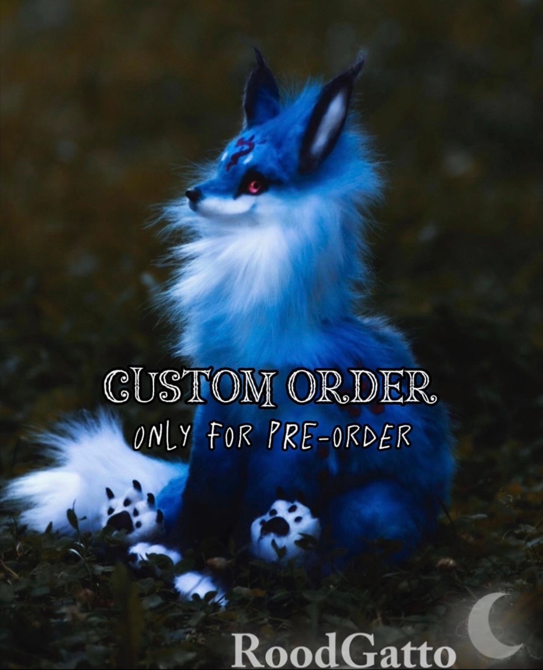 Wolf Okami Maned Mystery Blue Red Art Doll Sculpture Ooak, Poseable ...