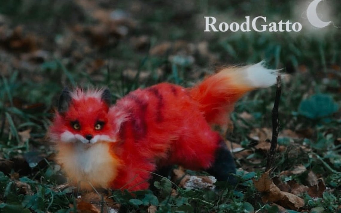 Wolf Okami Maned Mystery Blue Red Art Doll Sculpture Ooak, Poseable ...