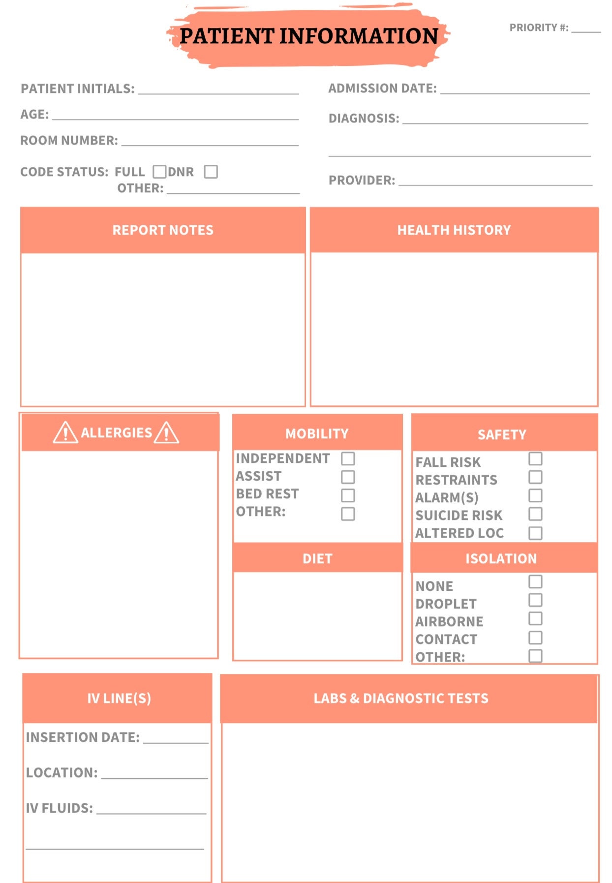 Nursing Report Notebook | Spiral Bound | 40 Patients - Etsy