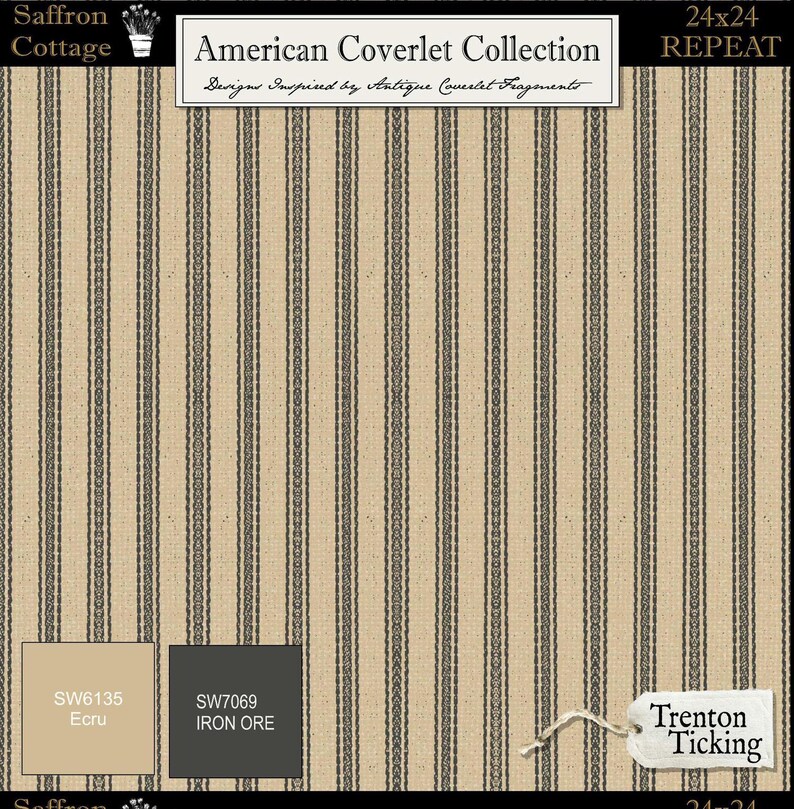 AMERICAN COVERLET Collection * 02-120 * TRENTON Ticking * Color Matched ...