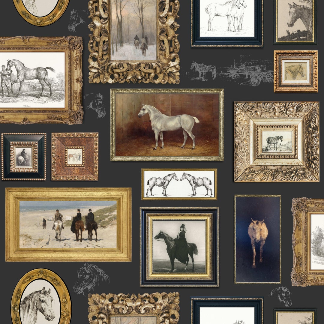 EQUESTRIAN GALLERY WALLCOVERING * 24x24 Repeat - Etsy