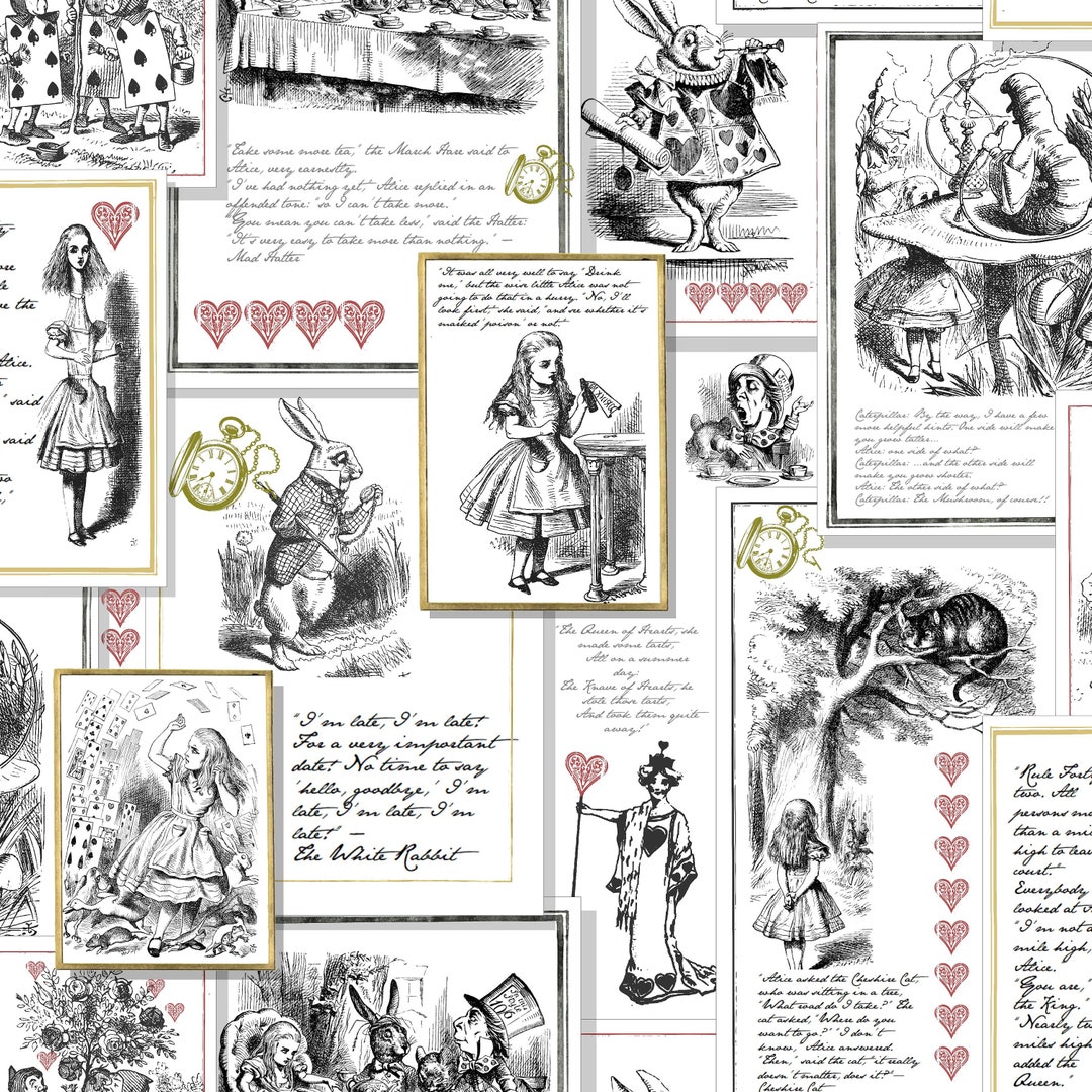 WALLPAPER ALICE in WONDERLAND 24x24 or 12x12 Repeat Style - Etsy