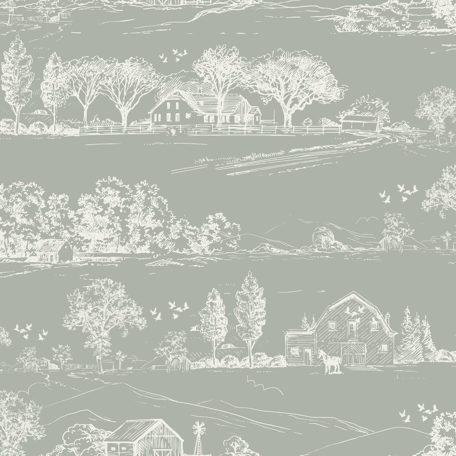 FARMHOUSE COLLECTION * Farm Toile in 9 Color Ways * 24x24 Repeat - Etsy
