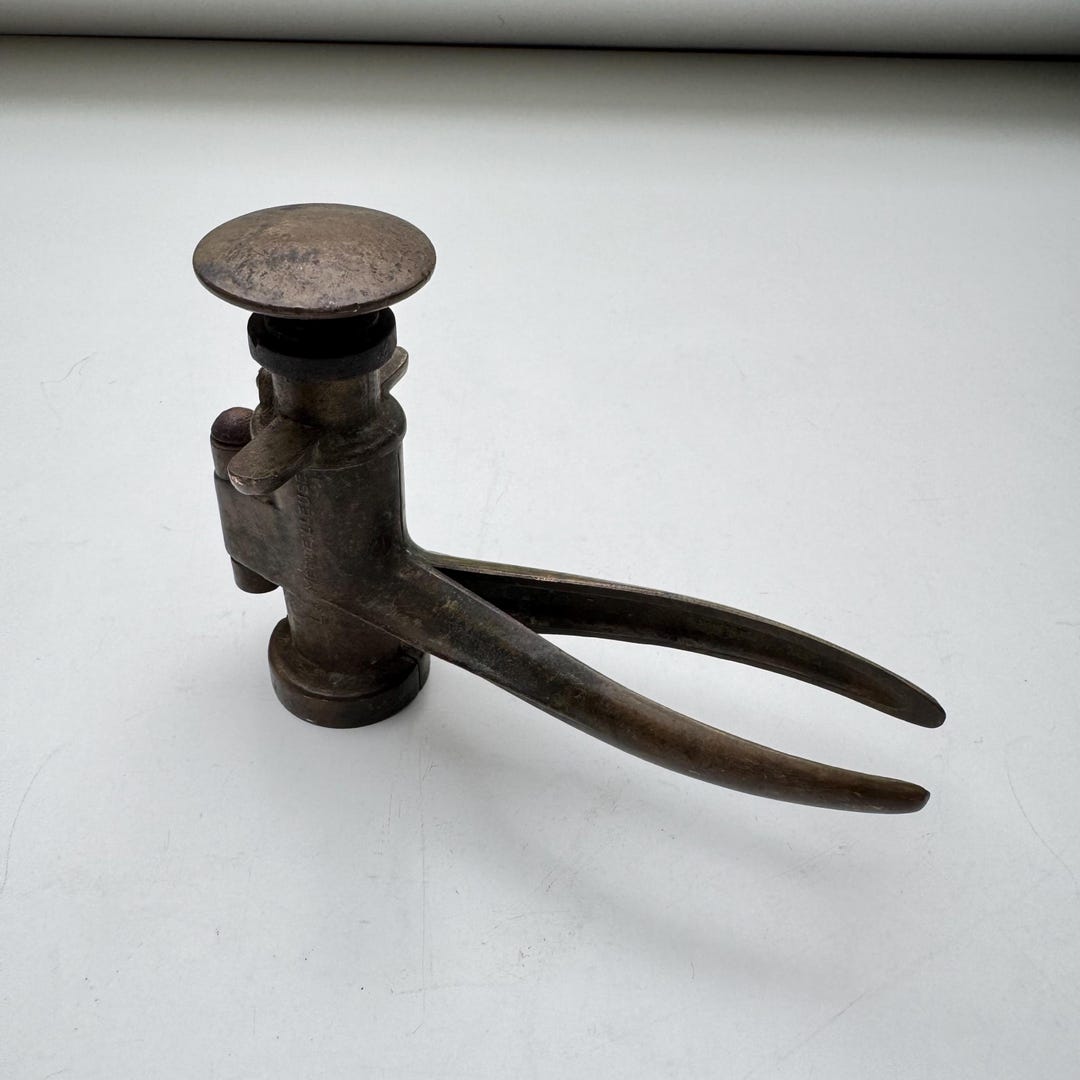 Antique French Brass Corker: 1920s Wine Bottle Tool, Vintage Bar Decor ...