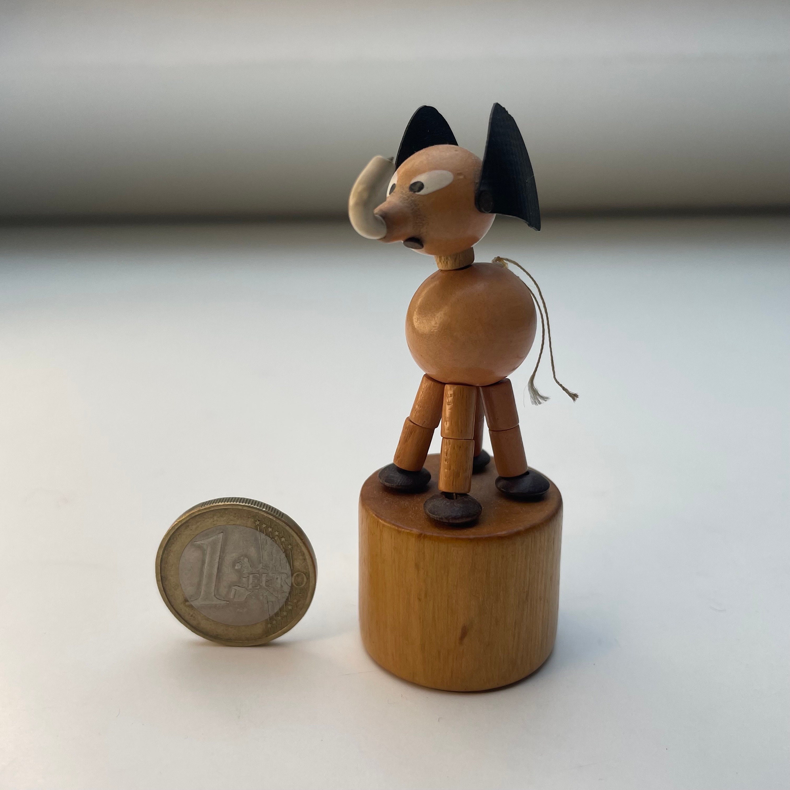 Vintage Wooden Push Elephant Figurine - Etsy