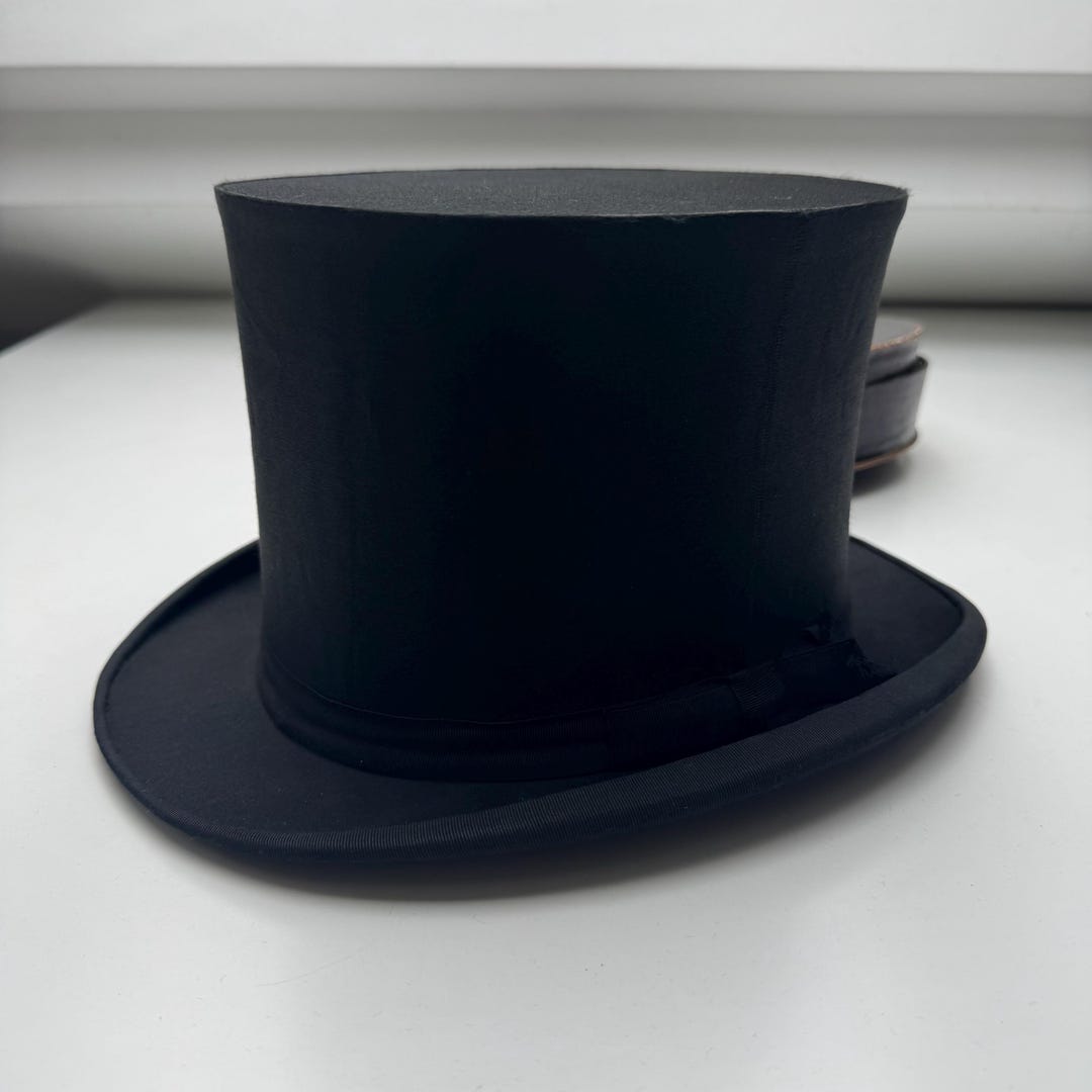 Vintage French Foldable Top Hat With Original Box – Black Chapeau ...