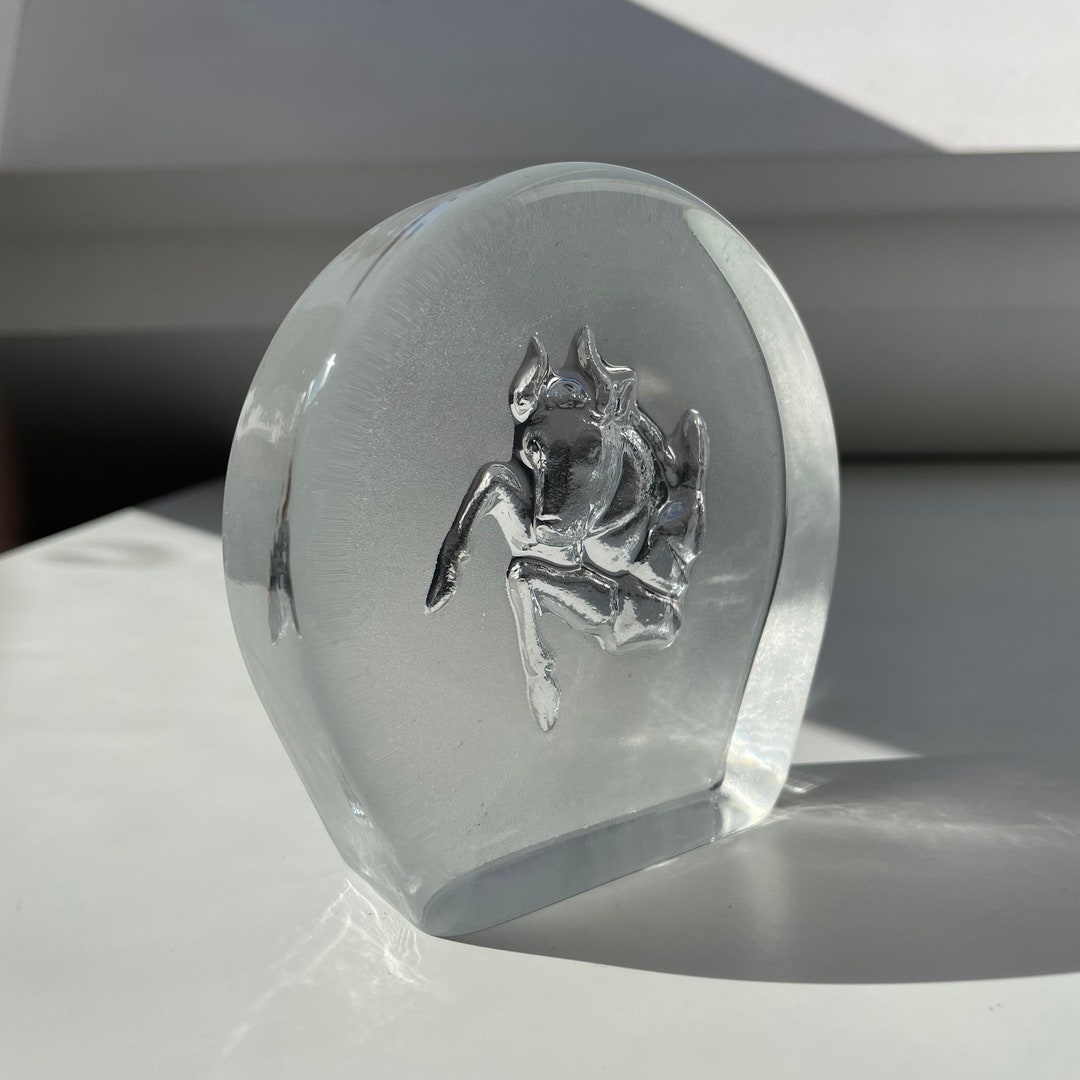 Vintage Milk Glass Paperweight - Transparent Bull Relief - Etsy