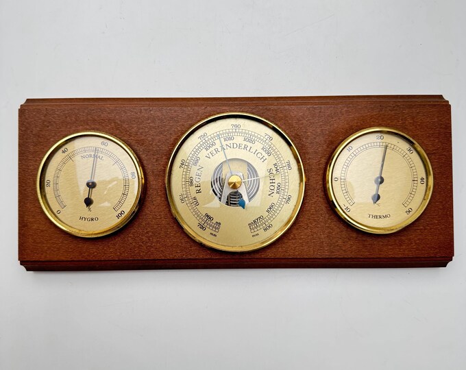 Vintage German Wall-mounted Weather Station – Thermometer, Barometer ...