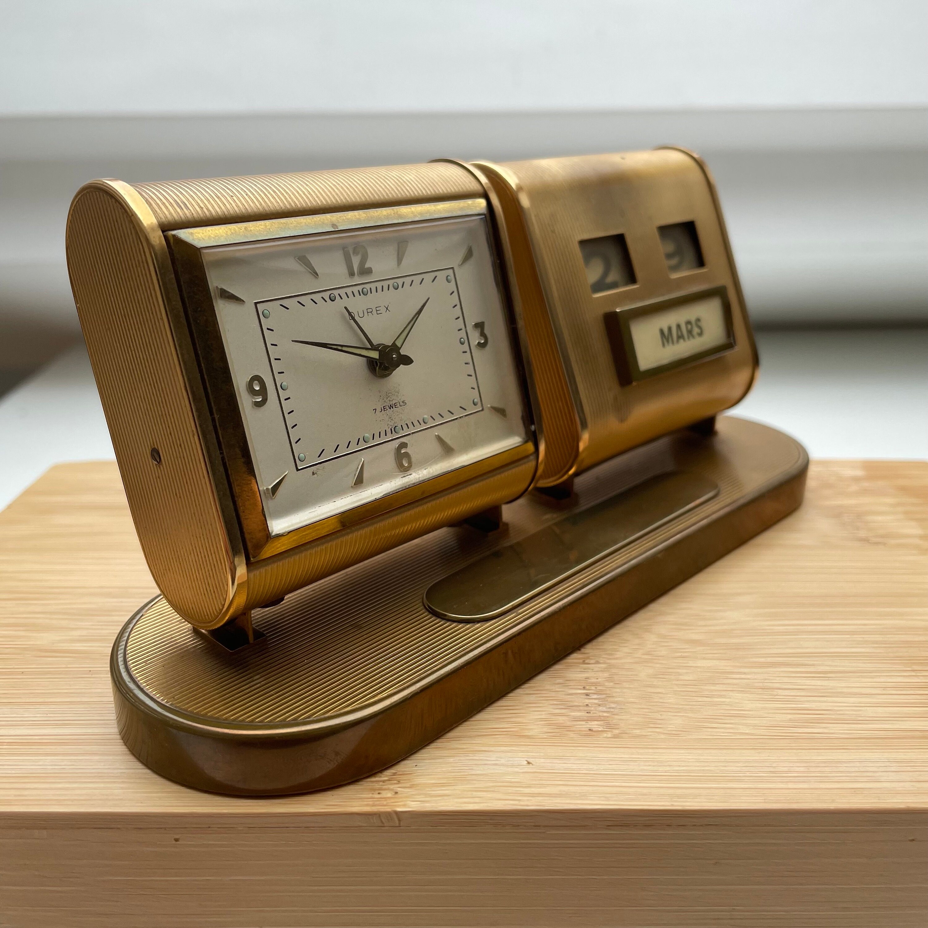 Vintage Durex 7 Jawels Table Clock With Calendar - Etsy
