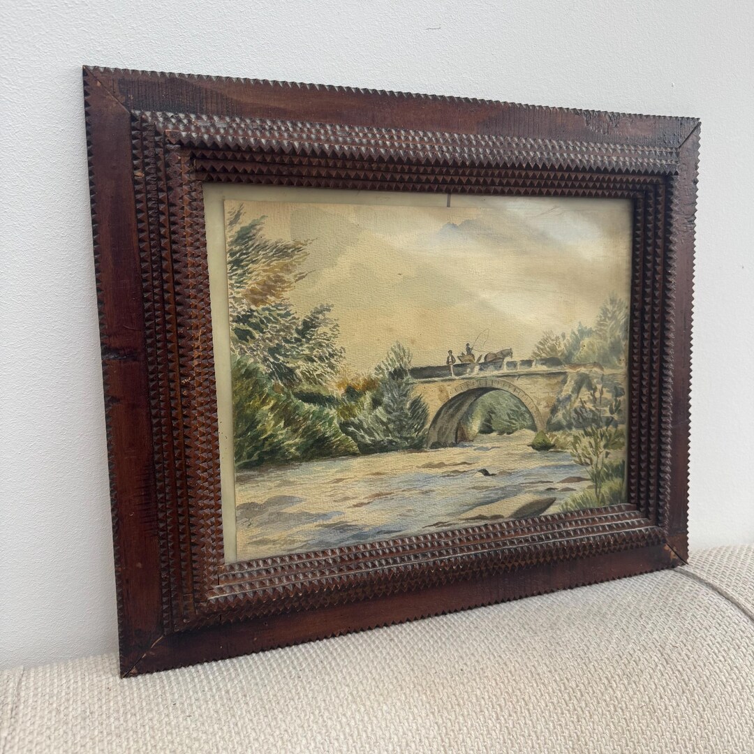 Antique Wooden Tramp Art Frame - Etsy