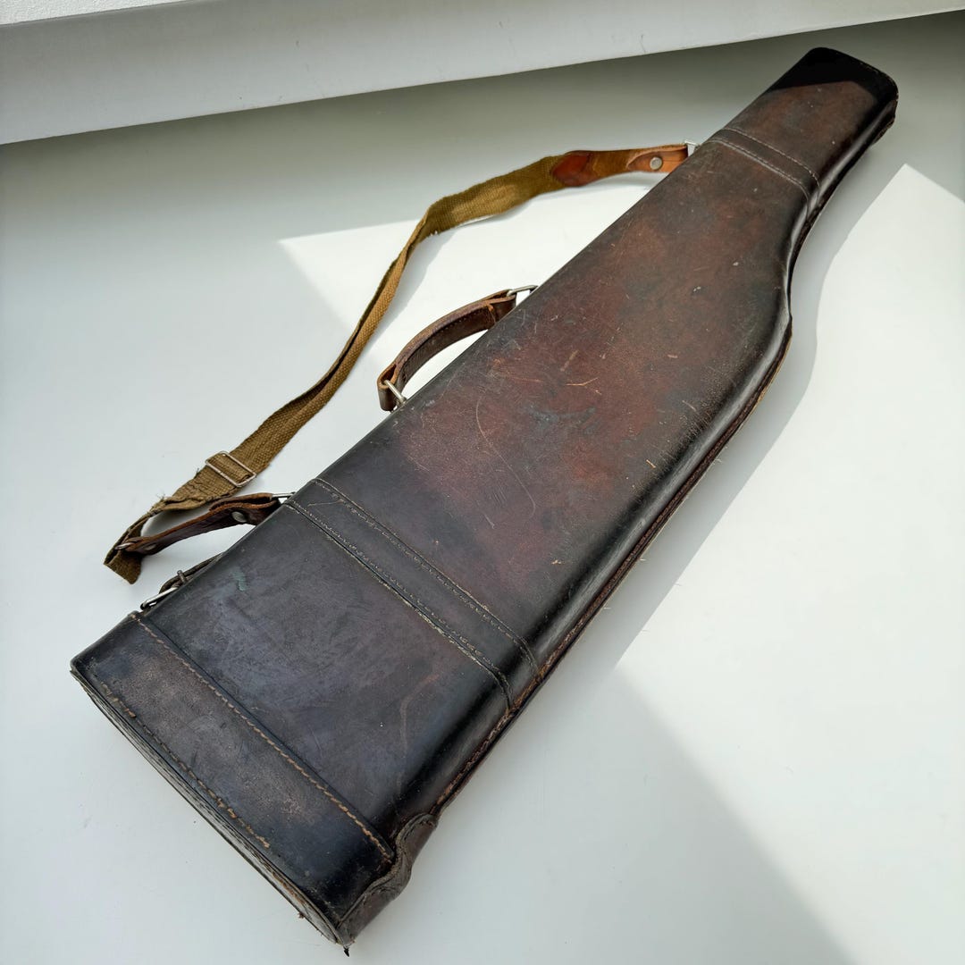 Vintage Leather Leg of Mutton Shotgun Case | Hard Rifle Carrying Case | Classic Hunting ...
