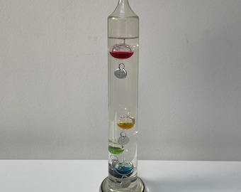 VINTAGE GALILEO Glass Thermometer With Floating Glass Balls in Jewel ...