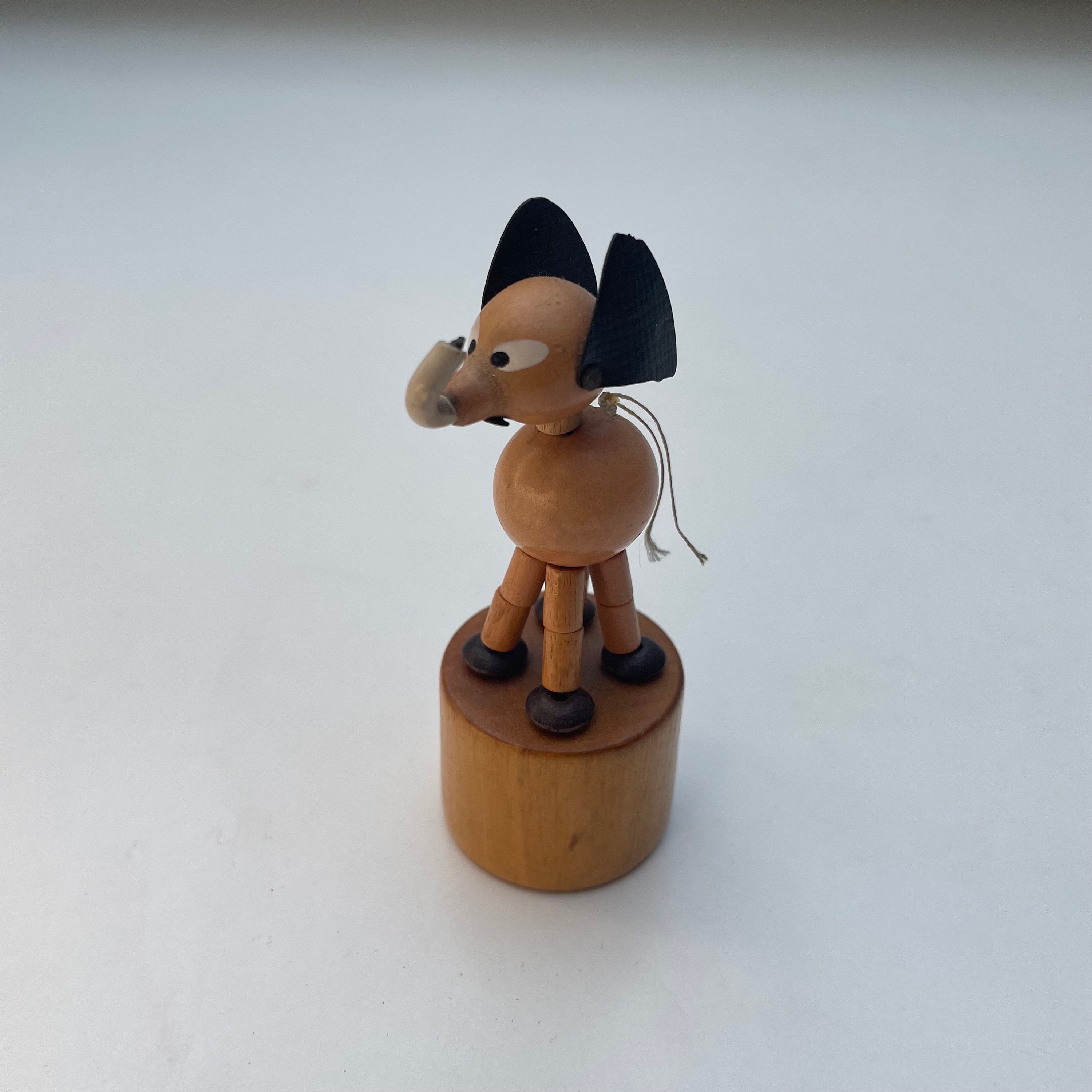 Vintage Wooden Push Elephant Figurine - Etsy