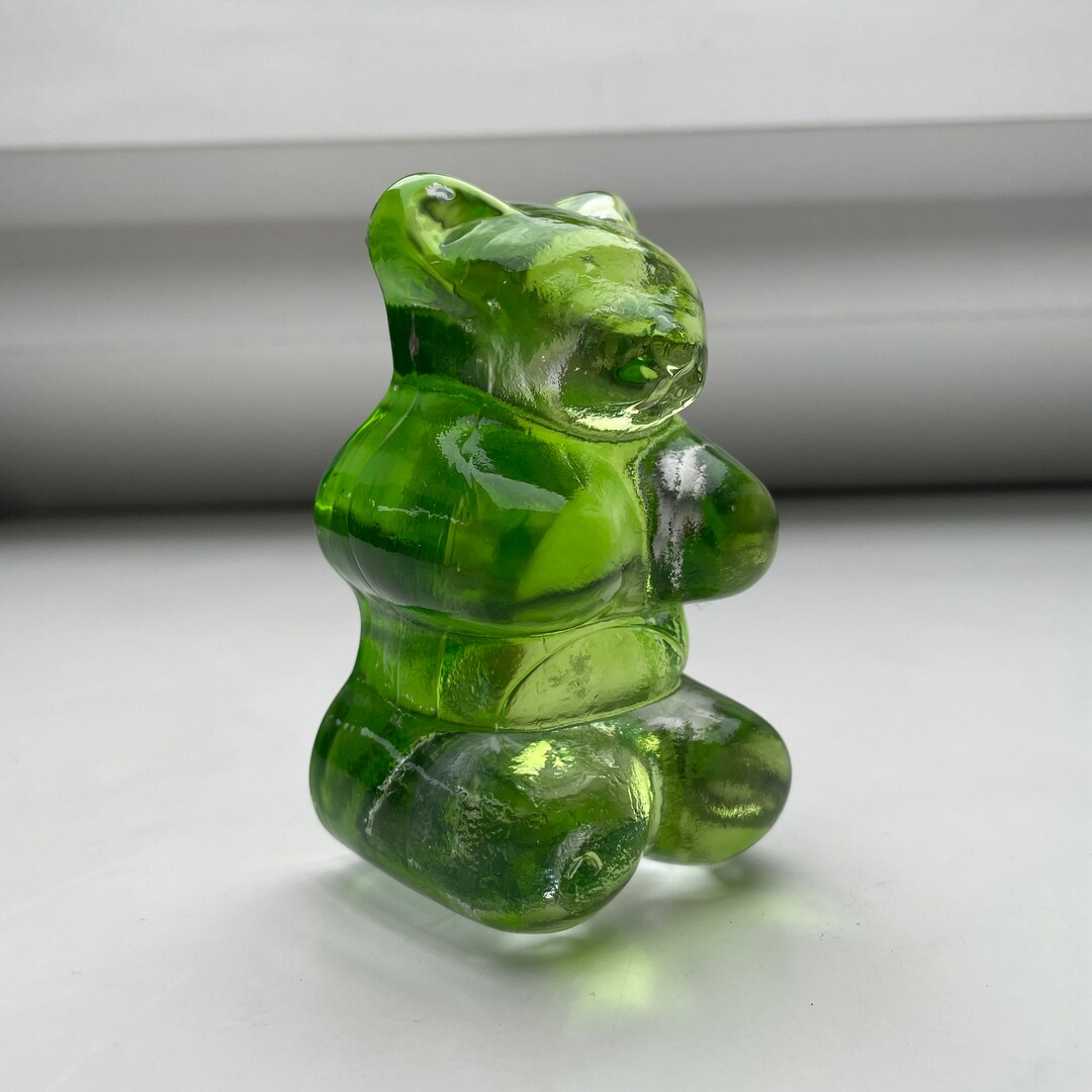 Vintage Green Glass Gummy Bear - Etsy