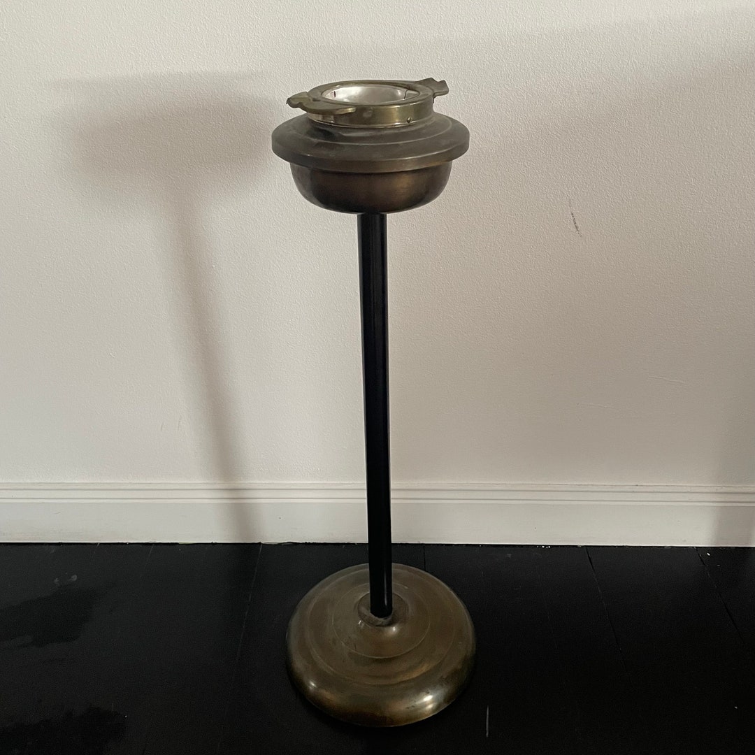 Vintage French Brass Tall Standing Ashtray - Etsy