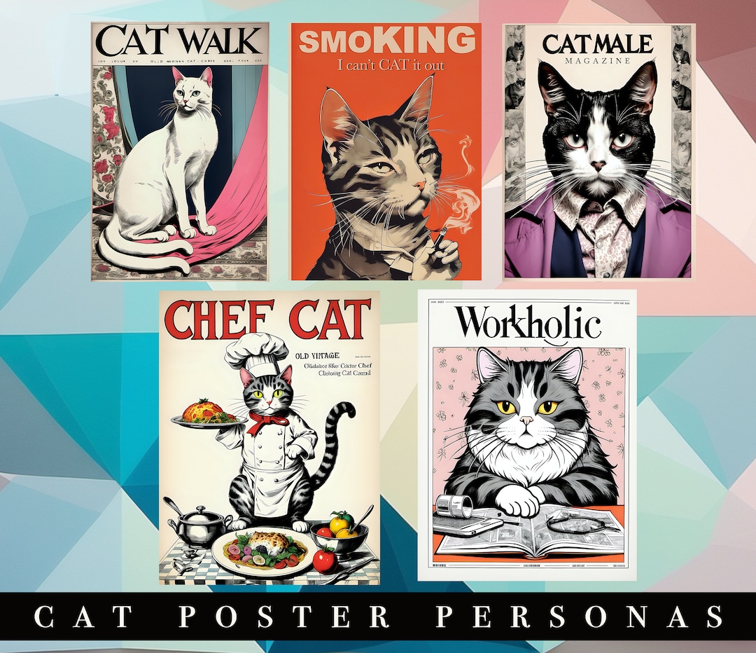 5 PRINTABLE CAT PEOPLE - Etsy